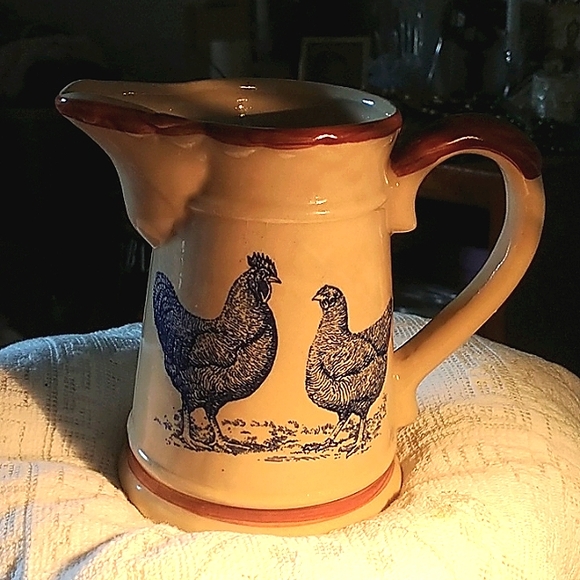 Kitchen | Vintage 7s80s Stoneware Pottery Milk Jug W Hens Chickens ...